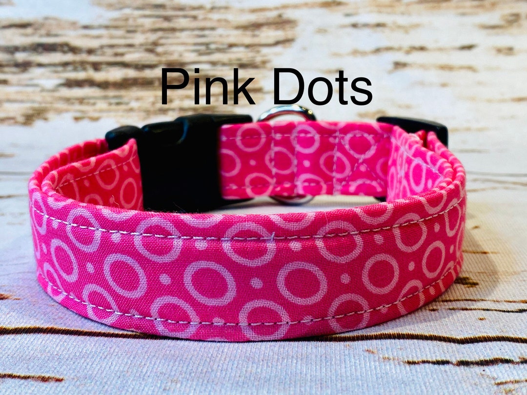 Pink Polka Dot Dog Collar: Adjustable, Washable, Side Release, Funny ...