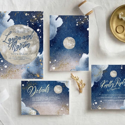 The 'celestial' Invitation Suite Template Editable | Etsy