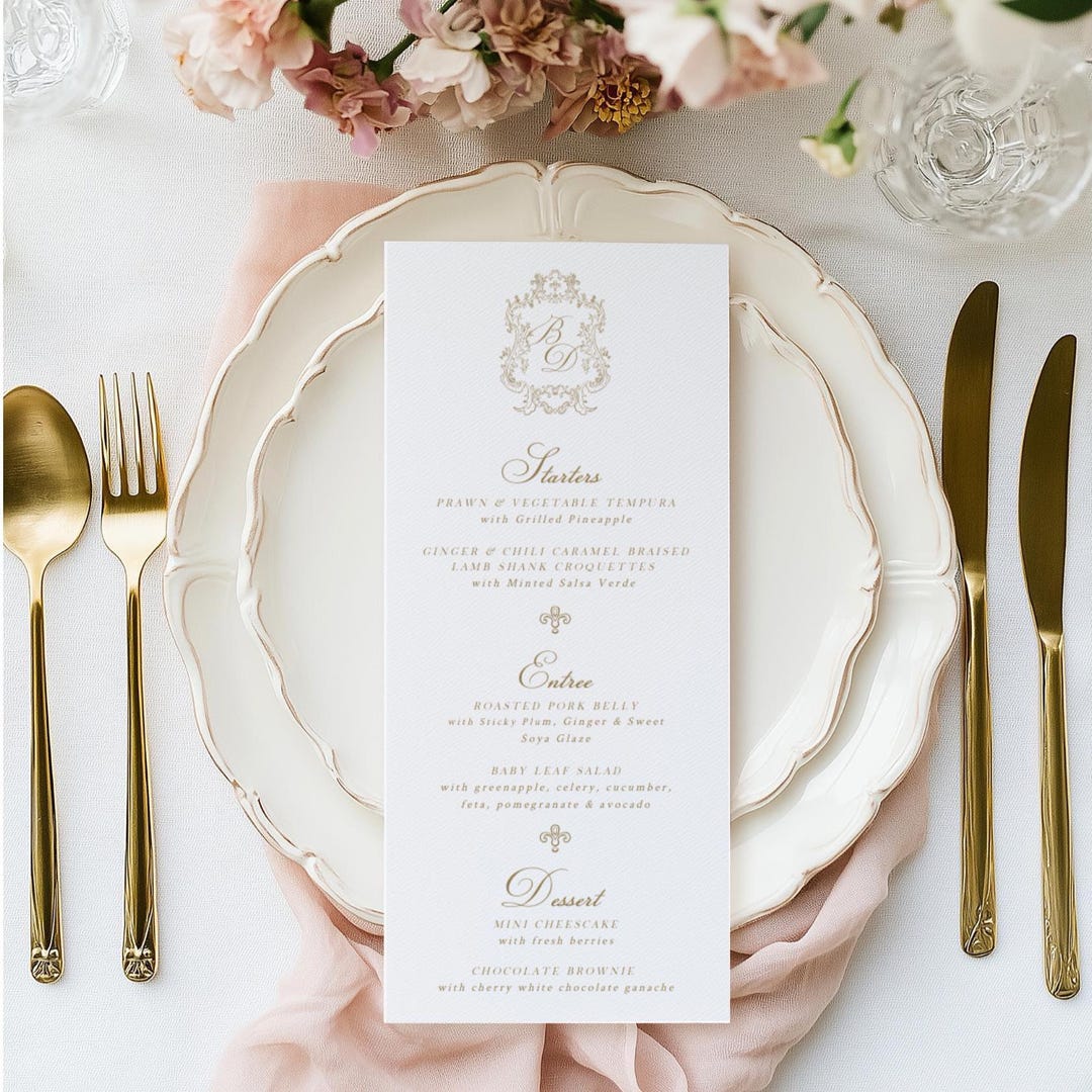 Vintage Baroque Menu Template | Wedding, Bridal Shower, Baby Shower ...