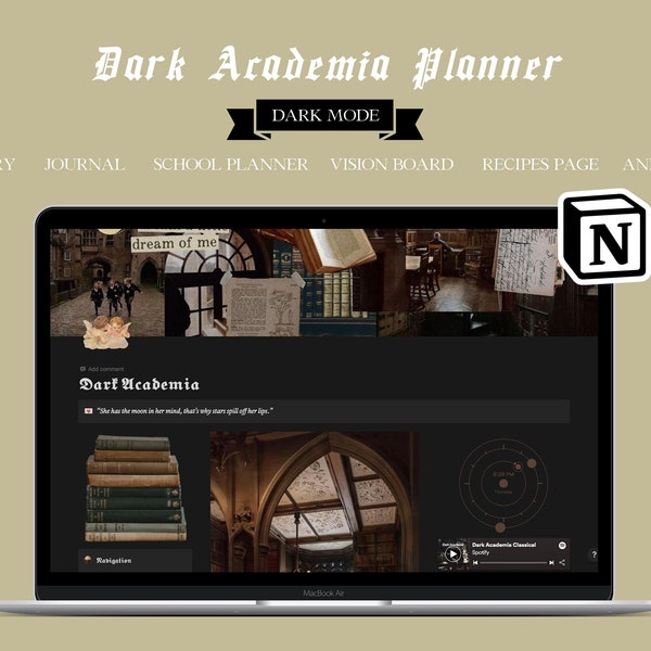 Dark Academia Planner Template - Etsy