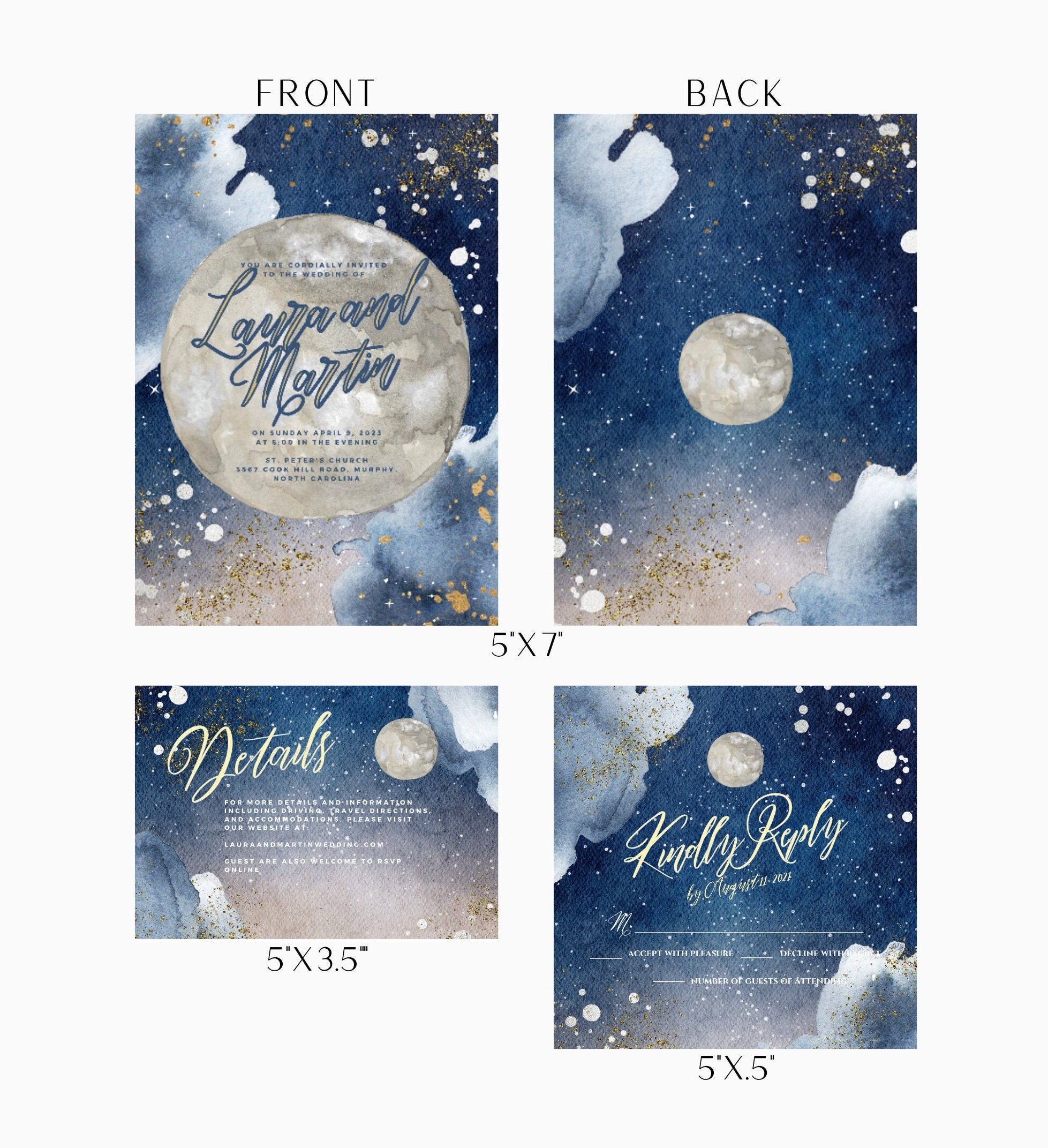 The 'celestial' Invitation Suite Template Editable | Etsy