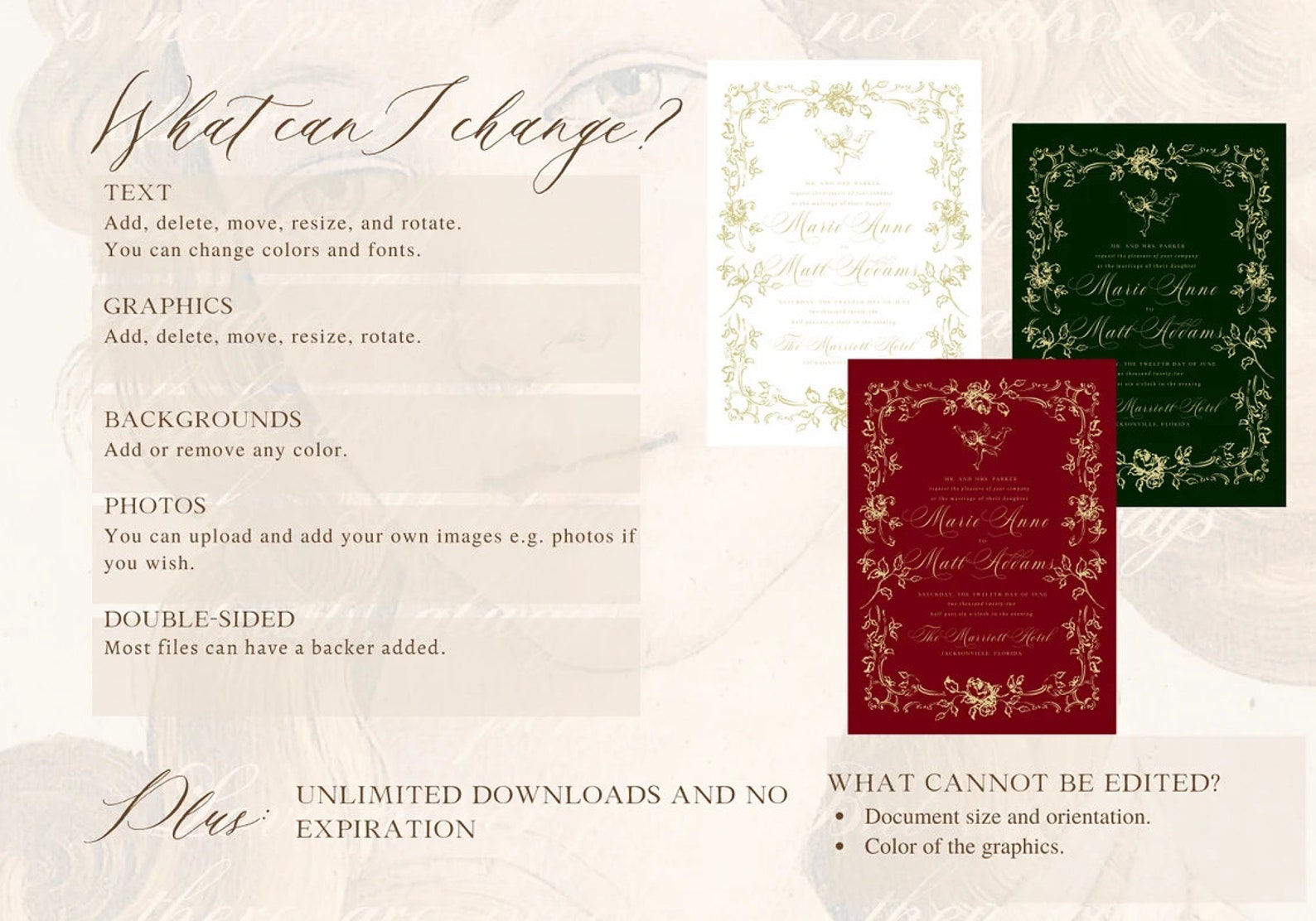 Renaissance Printable Invite Template Canva Editable - Etsy