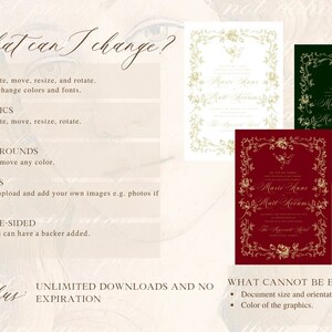 Renaissance Printable Invite Template, Canva, Editable, Wedding, Bridal ...