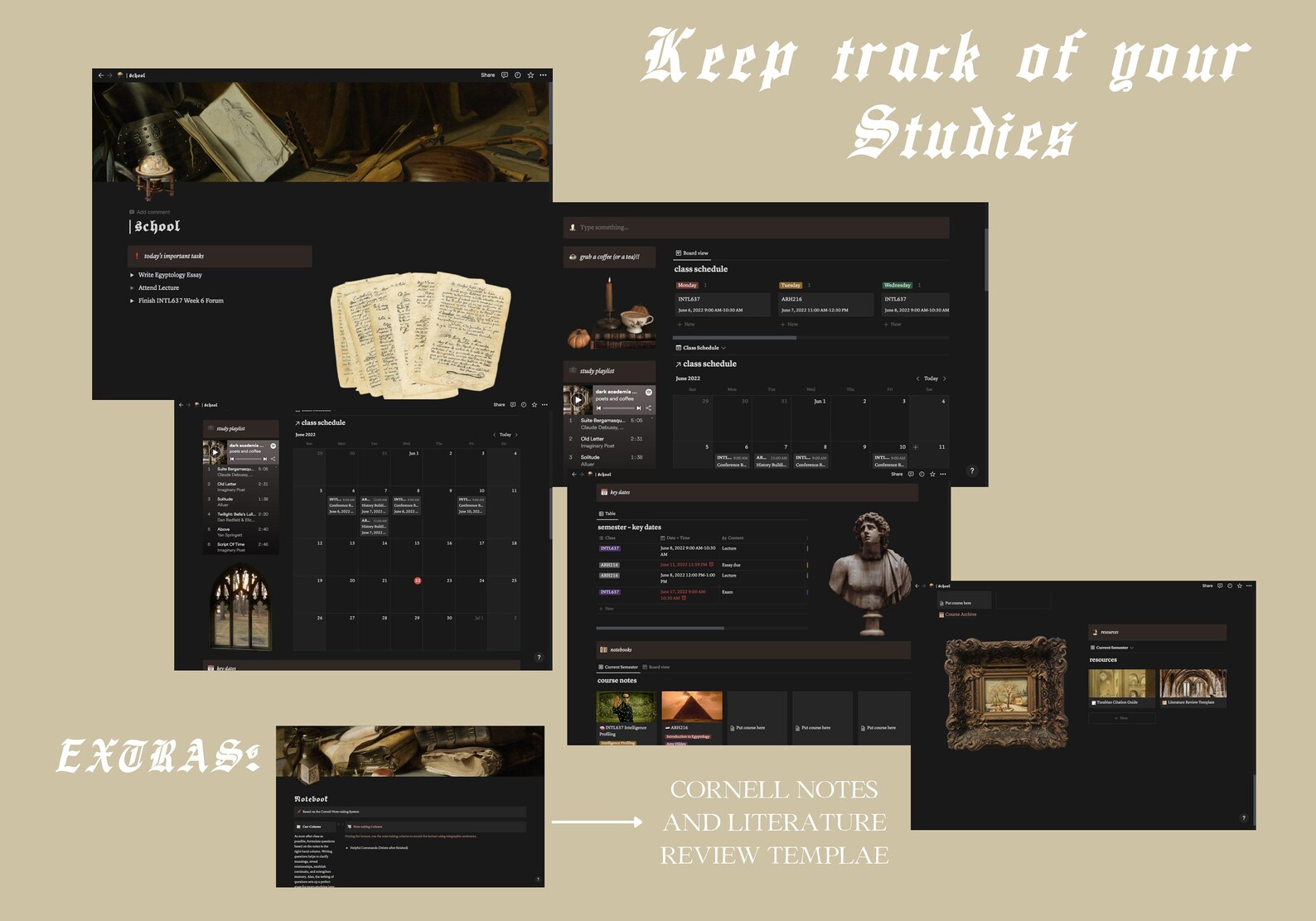 Dark Academia Planner Notion Template - Etsy
