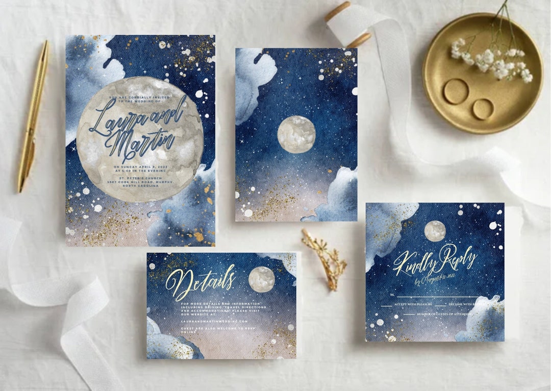 The 'celestial' Invitation Suite Template | Editable, Canva - Etsy