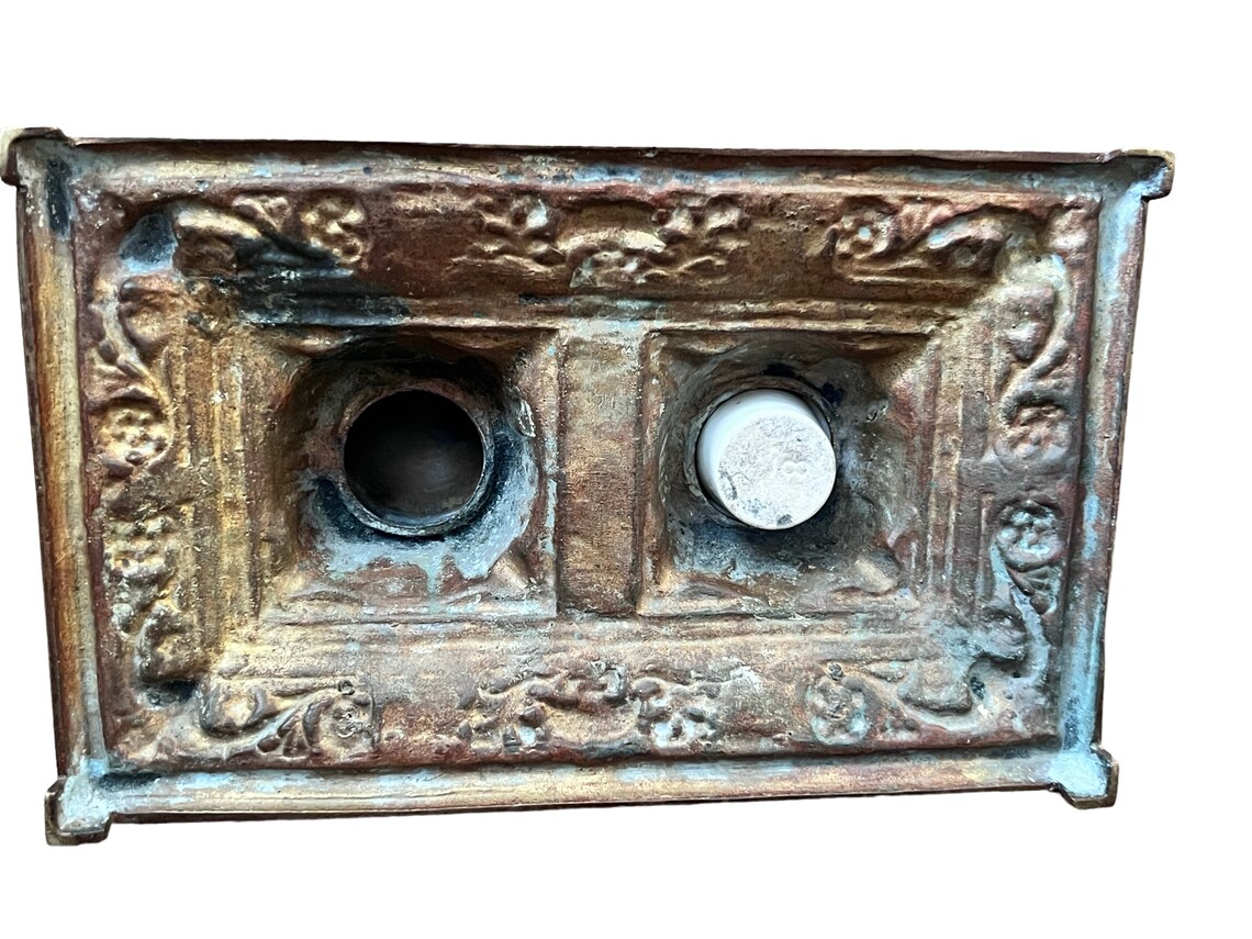 Vintage Large Heavy Solid Brass Double Inkwell Desk Inkwell Brass Desk ...