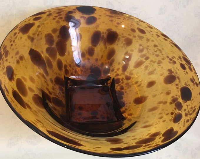 Vintage Tortoise Shell Glass Centre Piece/ Fruit Bowl- Italian Hand ...