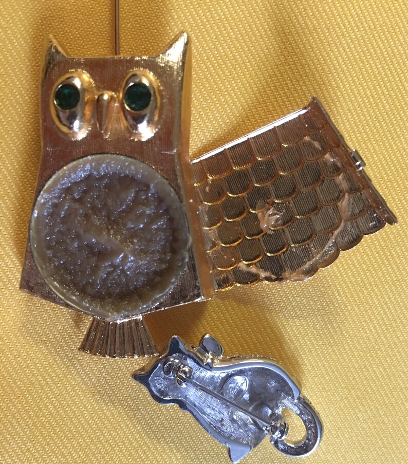 Vintage Owl Brooch, 1970's avon Perfume Owl Brooch, Owl Perfume Locket ...