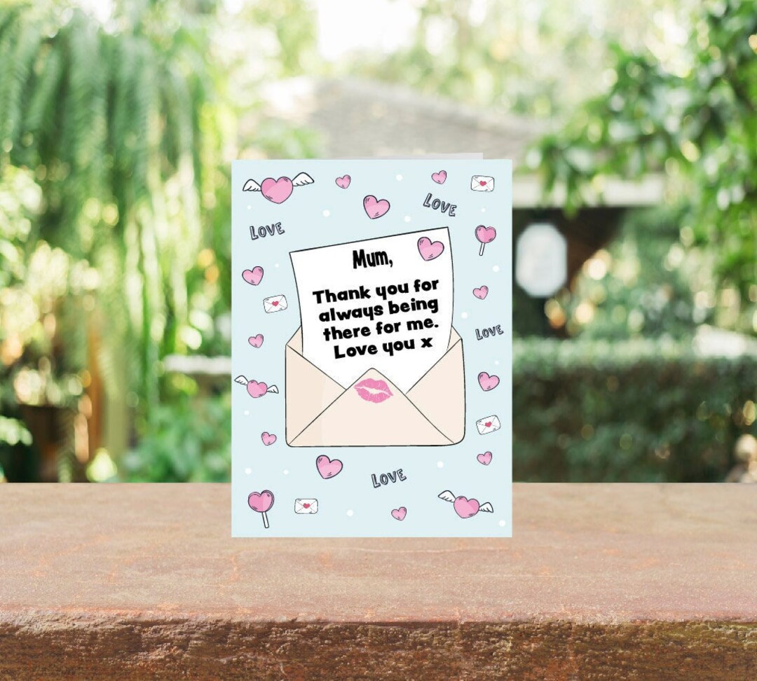 Mum, Thank You Note Card, Cute Mum Card, Cute Cards for Mum/Mom ...