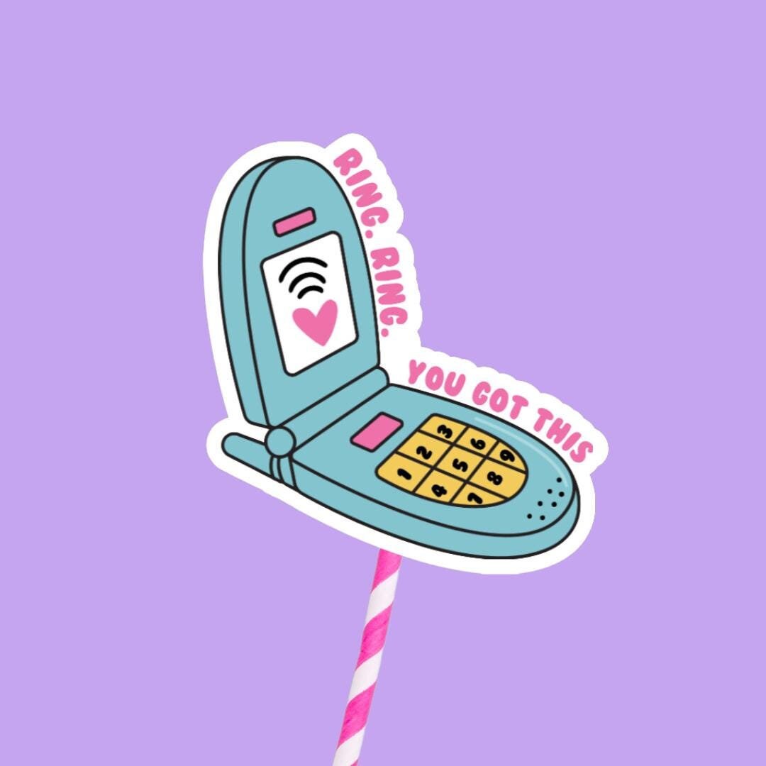 Ring, Ring You Got This Flip Phone Sticker, Retro Phone, Cute Stickers ...