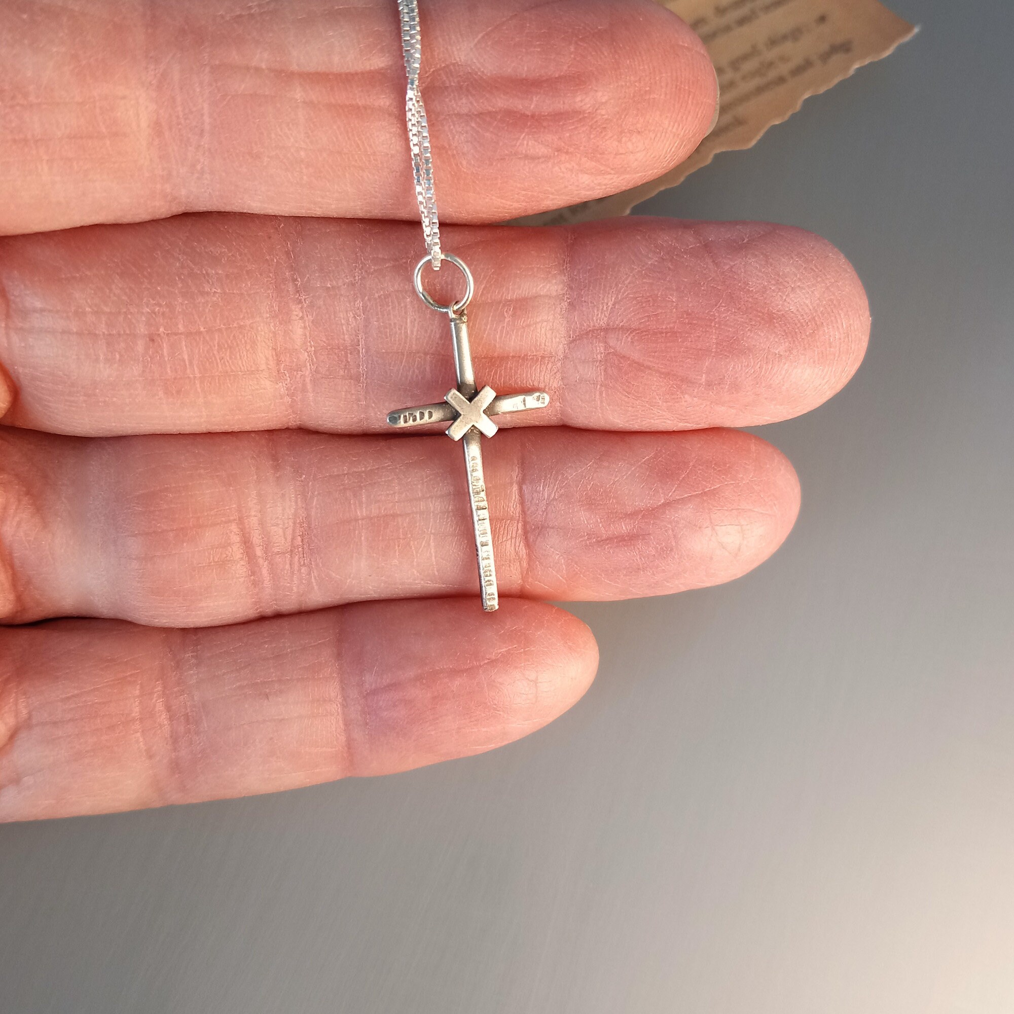 Silver Christian Cross Pendant - Hammer Textured With Oxidized Patina ...