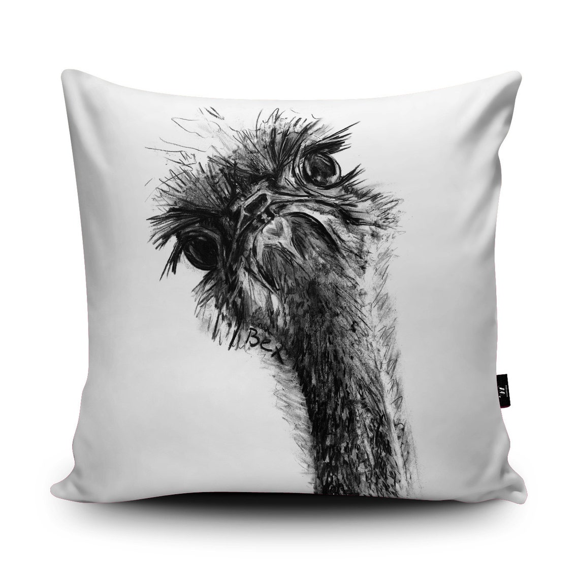Charcoal Ostrich Cushion by Bex Williams Ostrich - Etsy