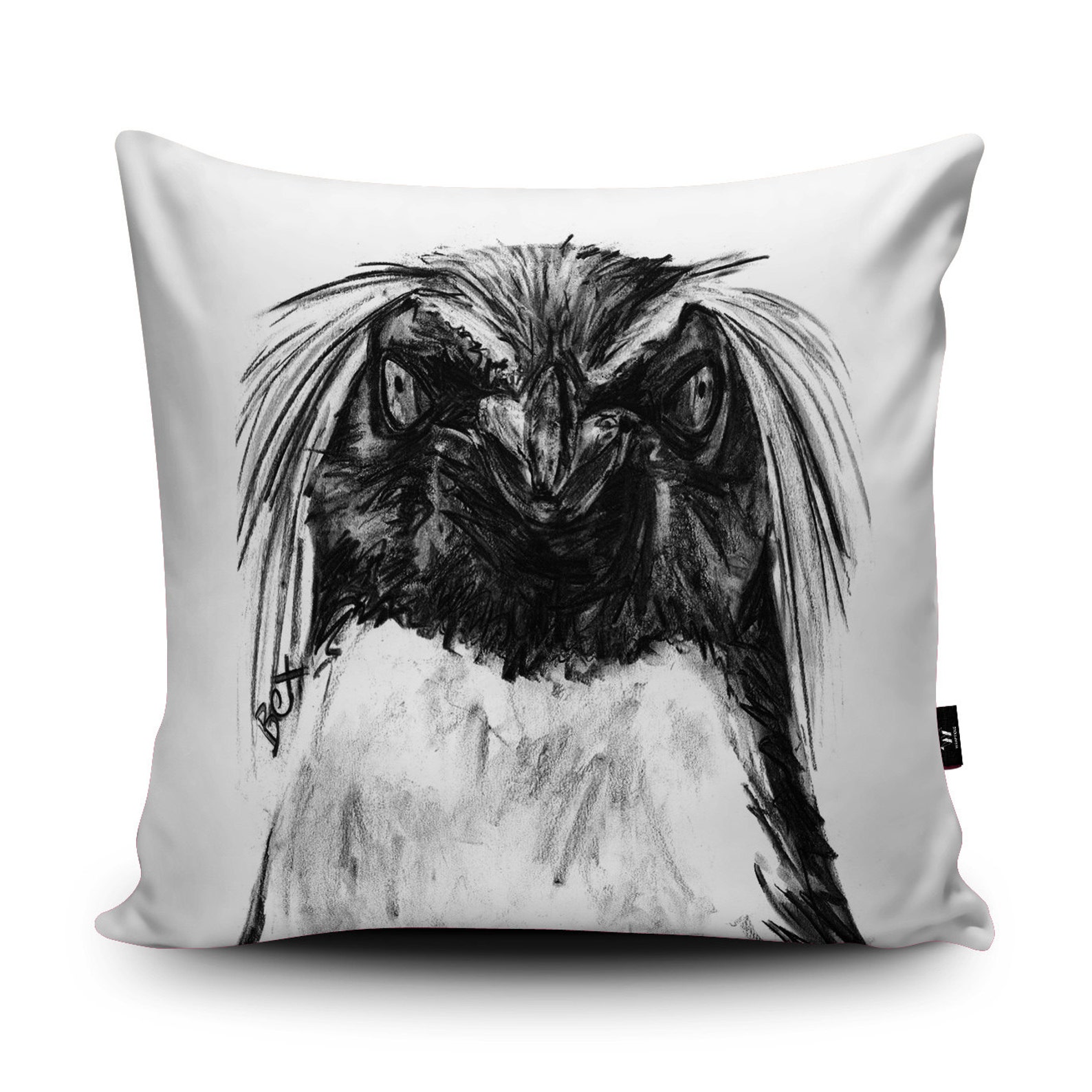 Charcoal Penguin Cushion by Bex Williams Penguin Pillow | Etsy