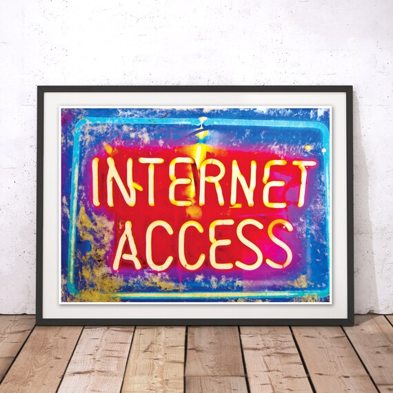 Technology Print Internet Access Art Print Neon Lights | Etsy