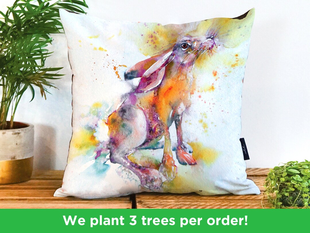 Colourful Hare Vegan-suede Cushion by Liz Chaderton Beautiful ...