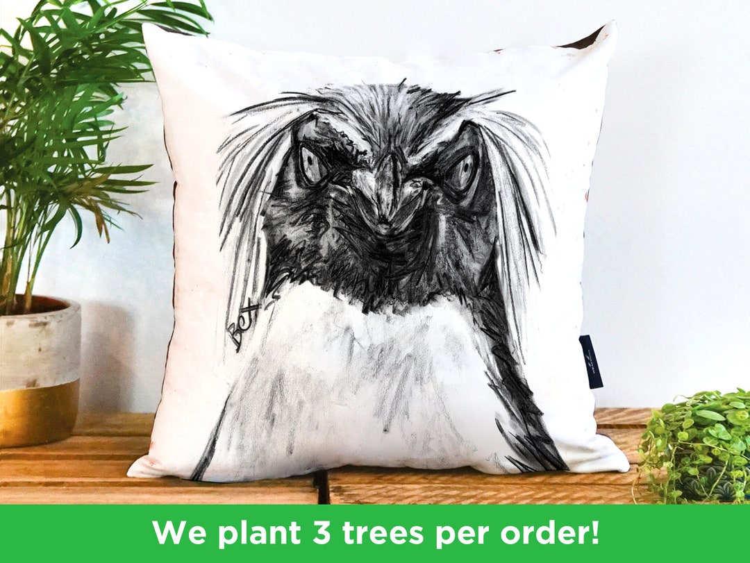 Charcoal Penguin Cushion by Bex Williams Penguin Pillow - Etsy