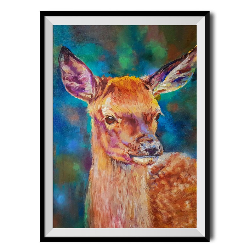 Woodland Princess Print by Sue Gardner Colourful Stag Wall - Etsy