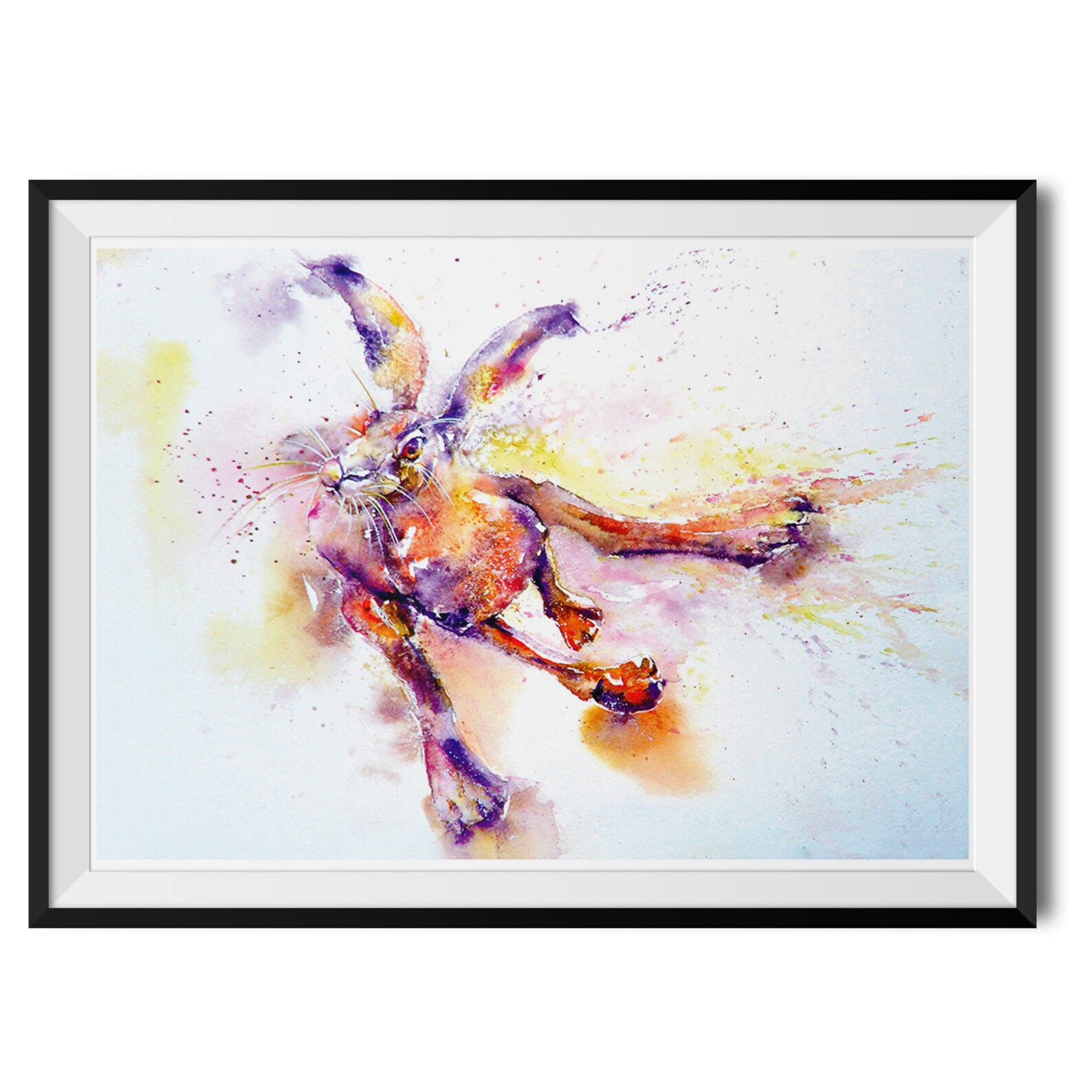 Mad March Hare Art Print Jumping Hair Painting Leaping Hare - Etsy
