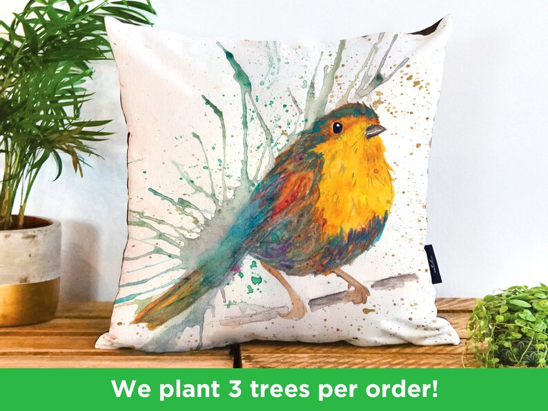 Bird Cushion by Katherine Williams Robin Cushion Robin - Etsy