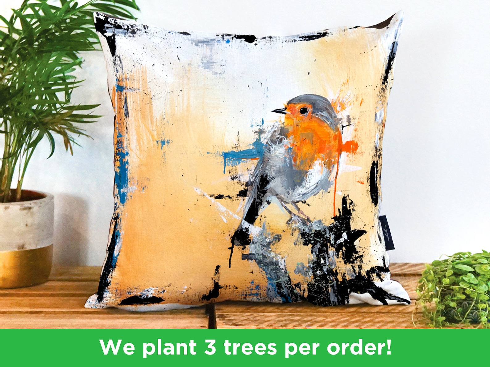 Robin Cushion by Irish Artist Aidan Sloan Robin Pillow - Etsy