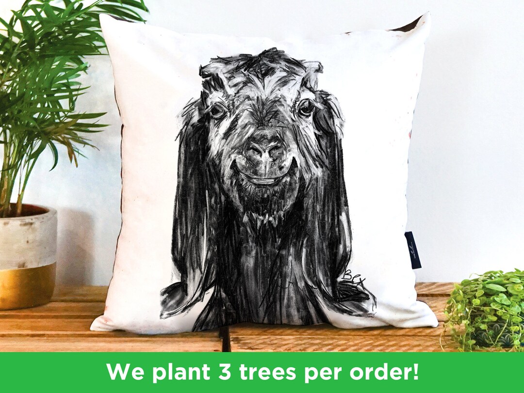 Charcoal Goat Cushion by Bex Williams Goat Handmade Pillow Goat Home ...