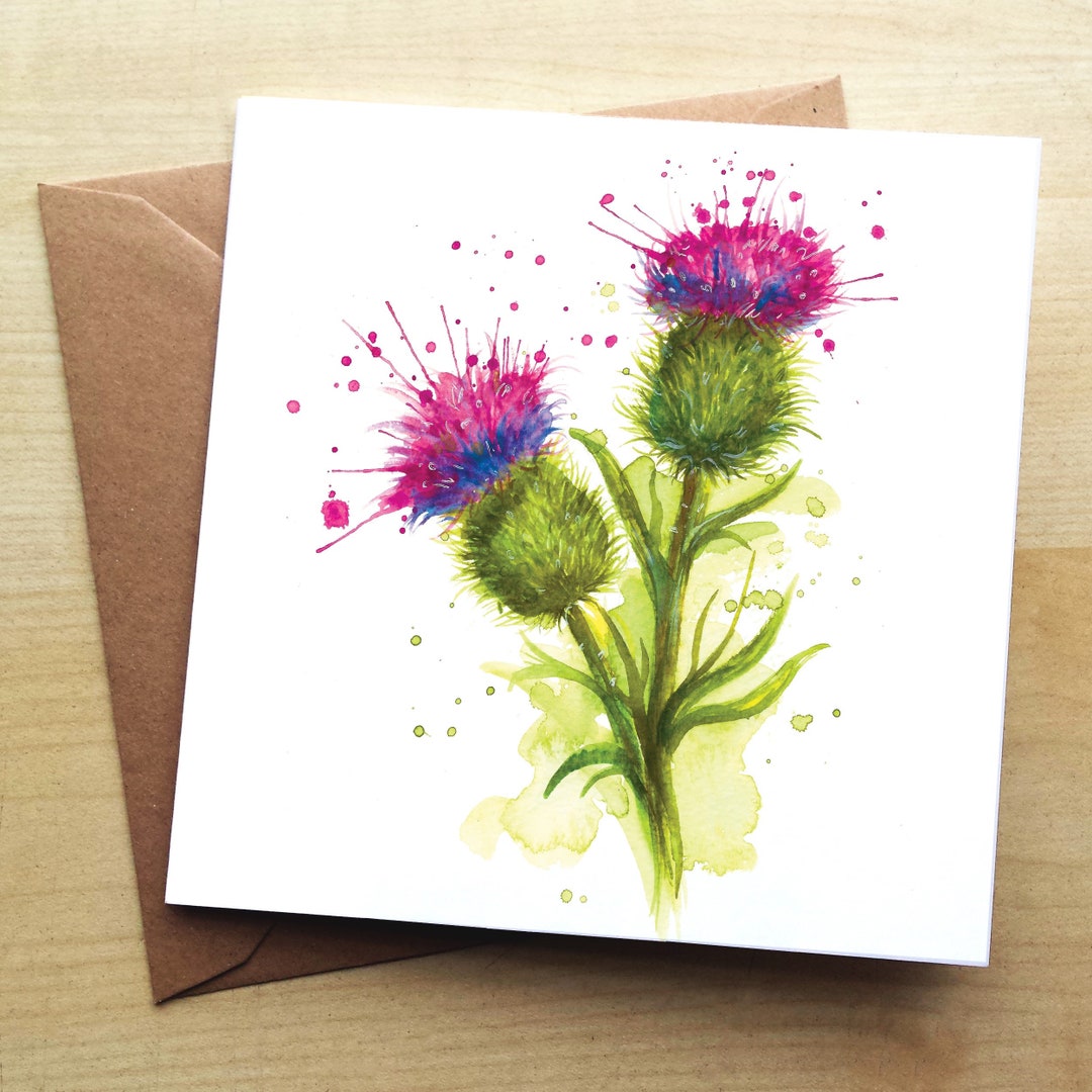 Splatter Thistle Greetings Card by Katherine Williams Plant - Etsy