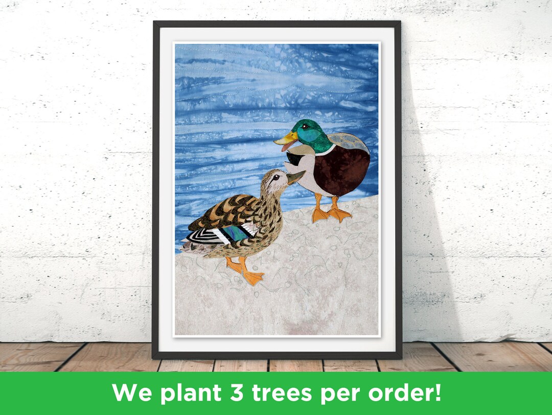 Chatty Ducks Print by Kate Findlay Bird Textile Wall Art - Etsy