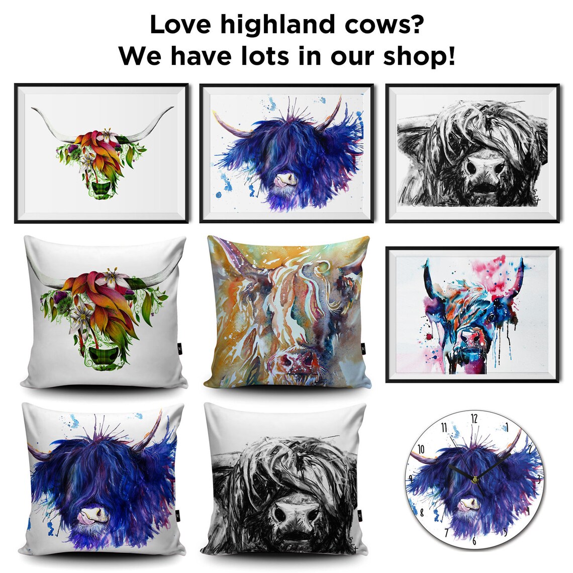 Beautiful Cow Print by Aidan Sloan Scottish Cow Wall Art - Etsy