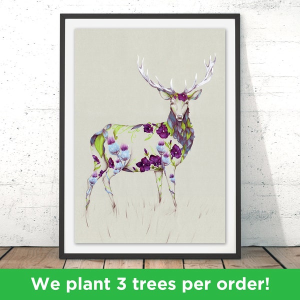 Stag Print - Etsy