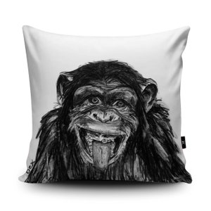 Charcoal Chimp Cushion by Bex Williams Vegan-suede Monkey Cushion Cover ...