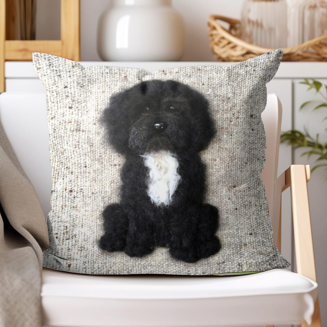 Black Cockapoo Vegan Cushion by Sharon Salt Print Not 3D Black Cockapoo ...
