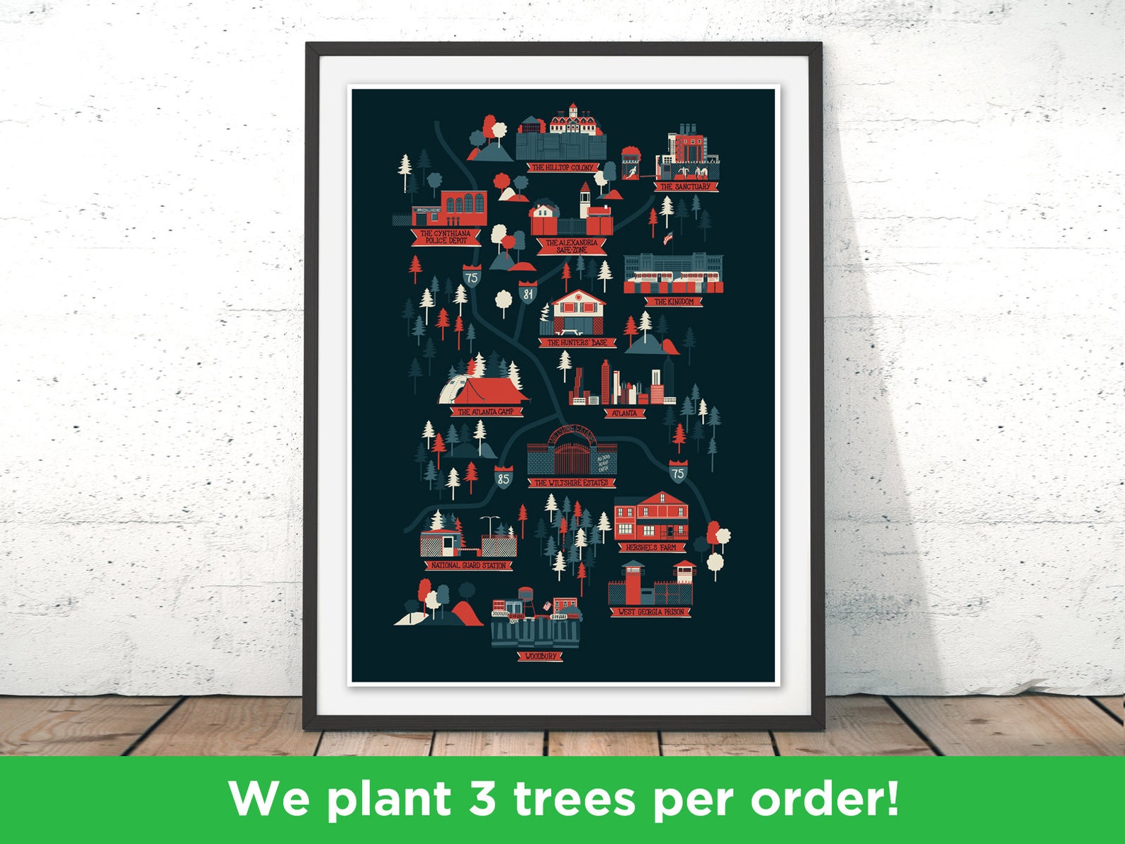 The Walking Dead Print Walking Dead Map Walking Dead Art - Etsy