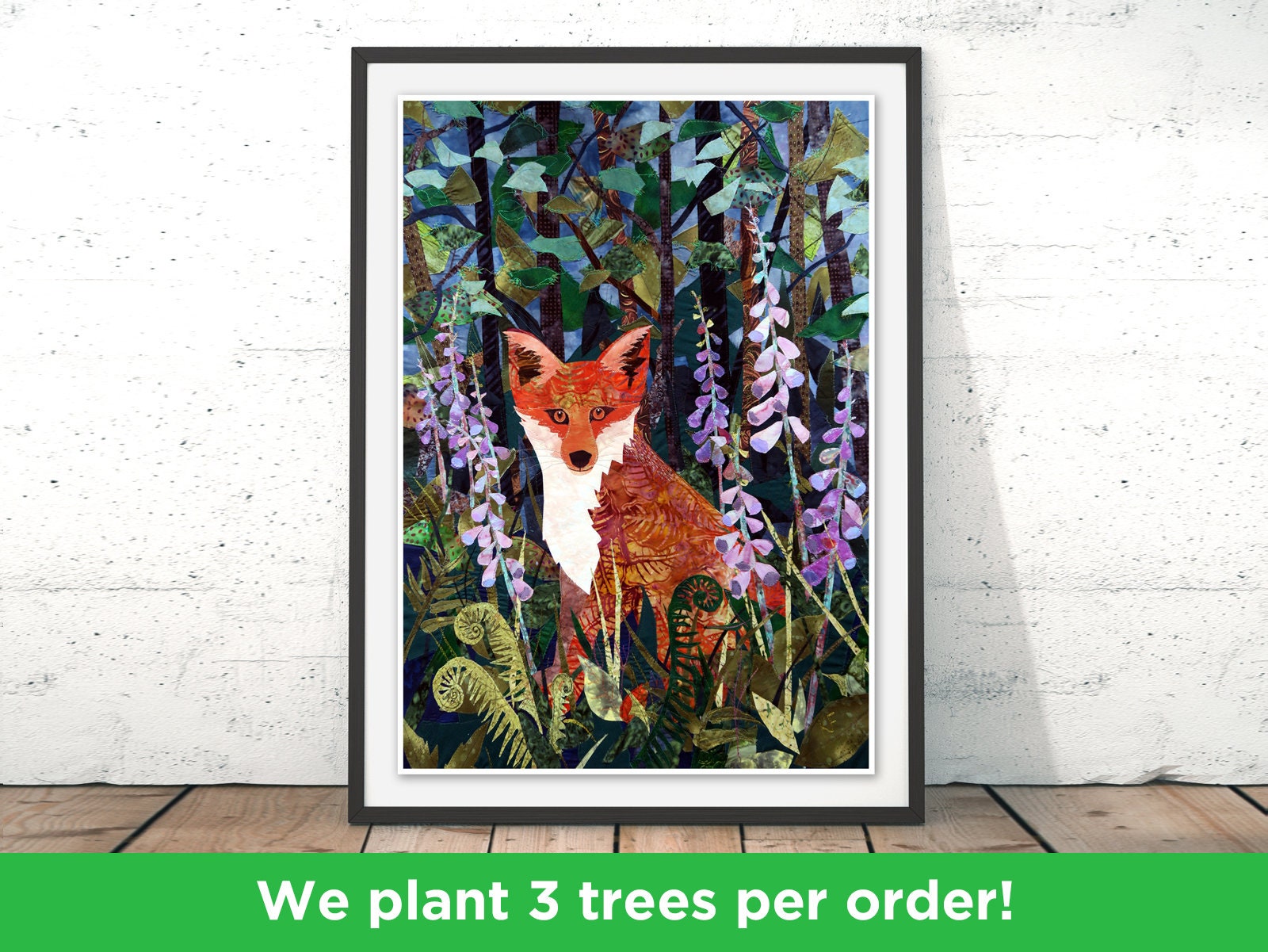 Cute Fox Print by Kate Findlay Red Foxtextile Wall Art - Etsy UK