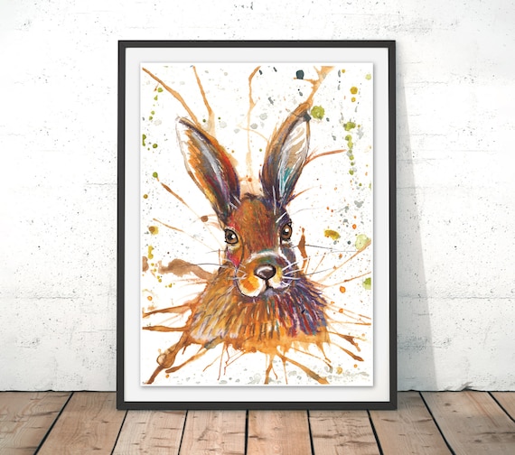Hare Illustration Hare Art Print Rabbit wall art Hare | Etsy