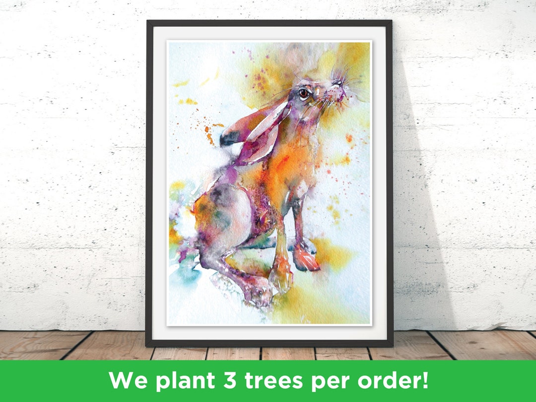 Hare Print, Watercolour Hare Wall Art, Rabbit Art Print, Hare ...
