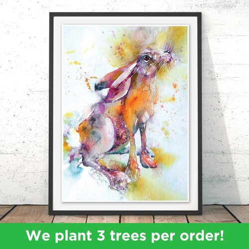 Hare Print Watercolour Hare Wall Art Rabbit Art Print Hare - Etsy