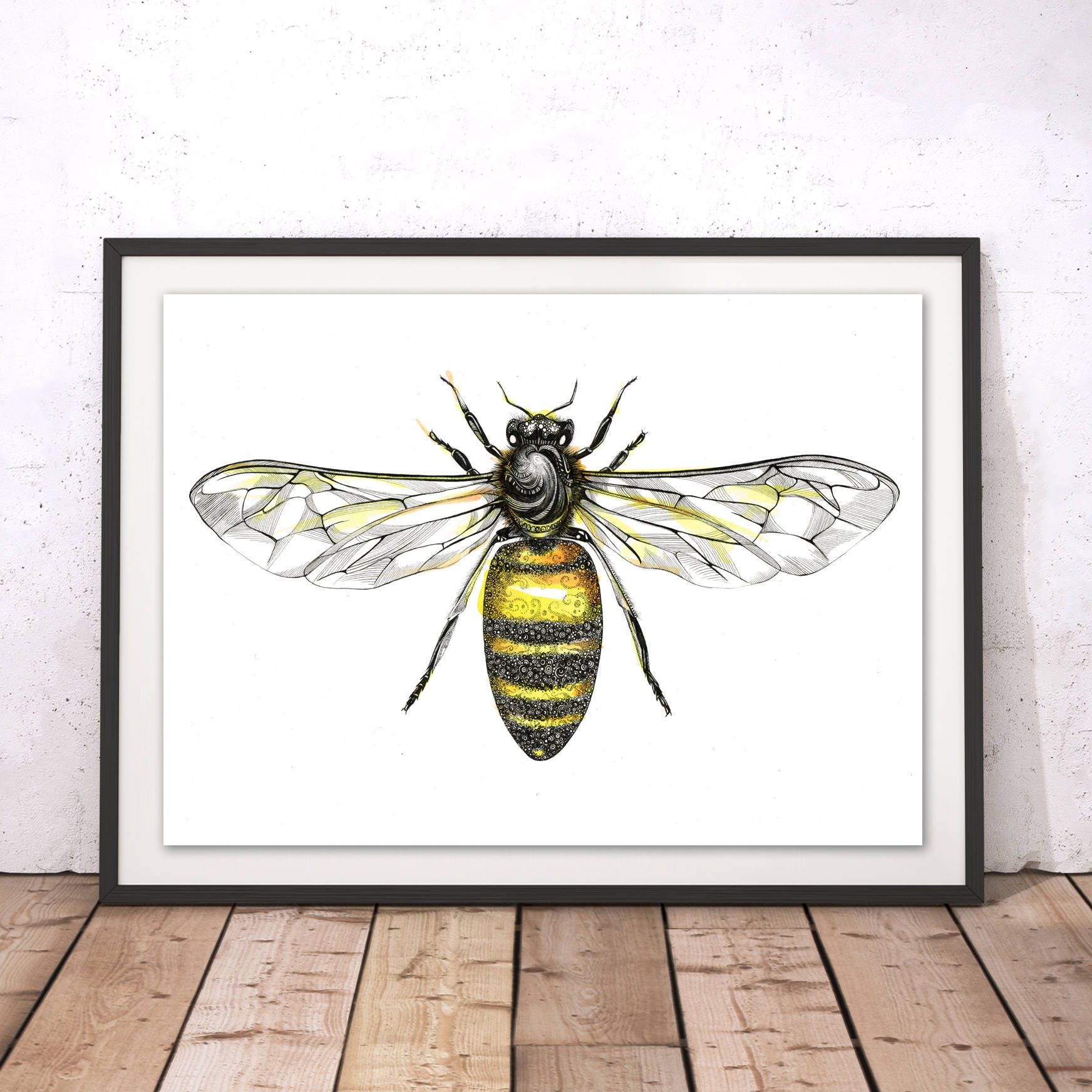 Honeybee Art Print Honeybee Illustration Honey Bee Painting | Etsy
