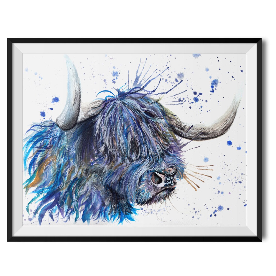 Highland Cow Print Highland Coo Painting Scottish Cow Wall | Etsy