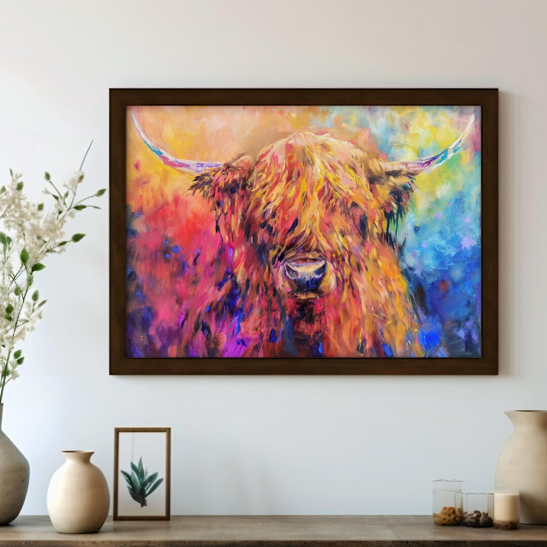 Rainbow Cow Print by Sue Gardner Colourful Cow Wall Art Highland Cow ...