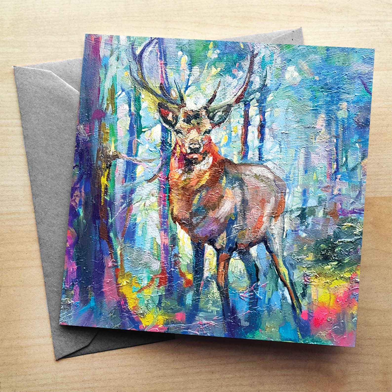 Mystic Stag Greetings Card by Sue Gardner Colourful Stag - Etsy