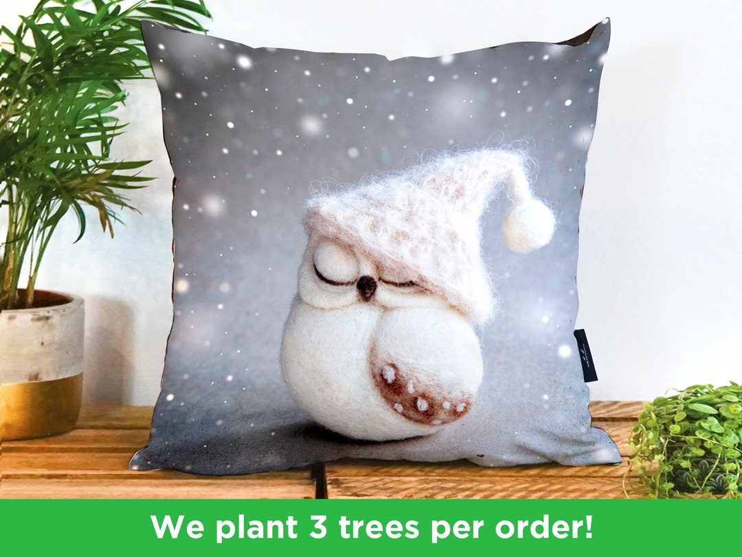 Winter Owl Vegan Cushion by the Ladymoth Christmas Owl Cushion Xmas ...