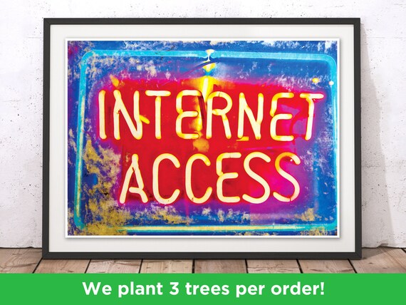 Technology Print Internet Access Art Print Neon Lights | Etsy