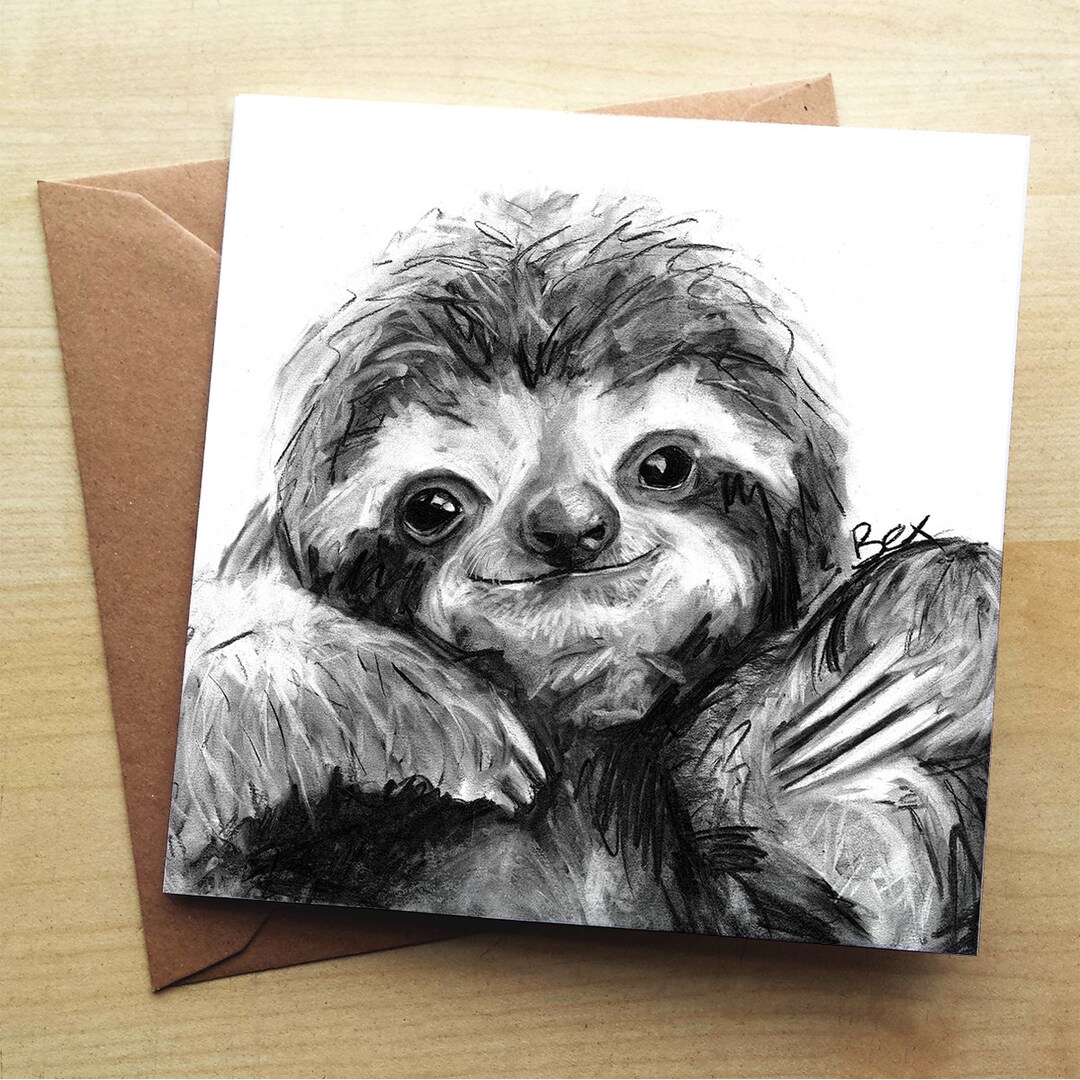 Cheeky Sloth Greetings Card by Bex Williams Sloth Greetings Card Lazy ...