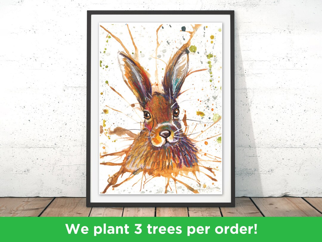 Hare Illustration, Hare Art Print, Rabbit Wall Art, Hare Painting, Hare ...