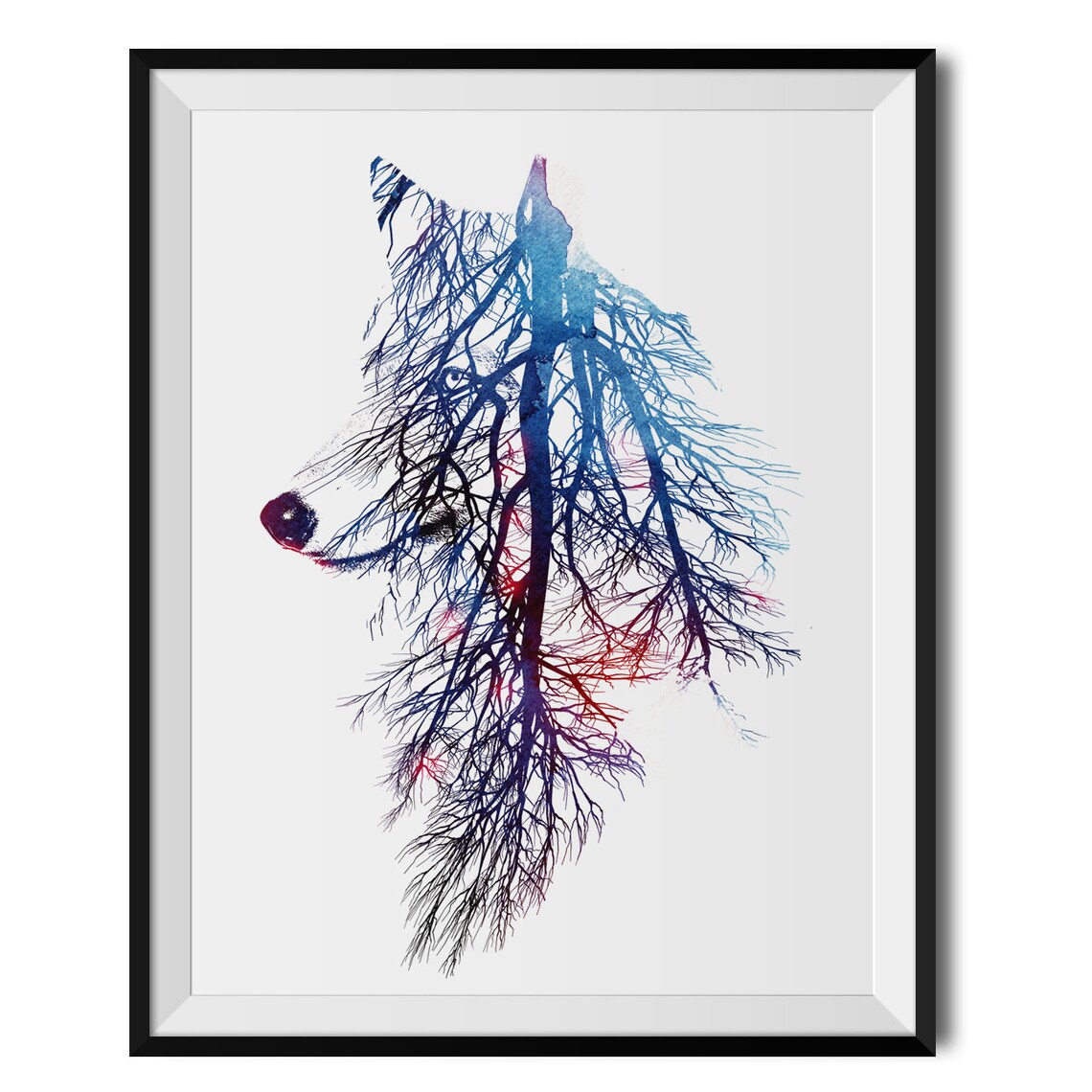 Wild Wolf Tree Wall Art Abstract Wolf Tree Art Print - Etsy