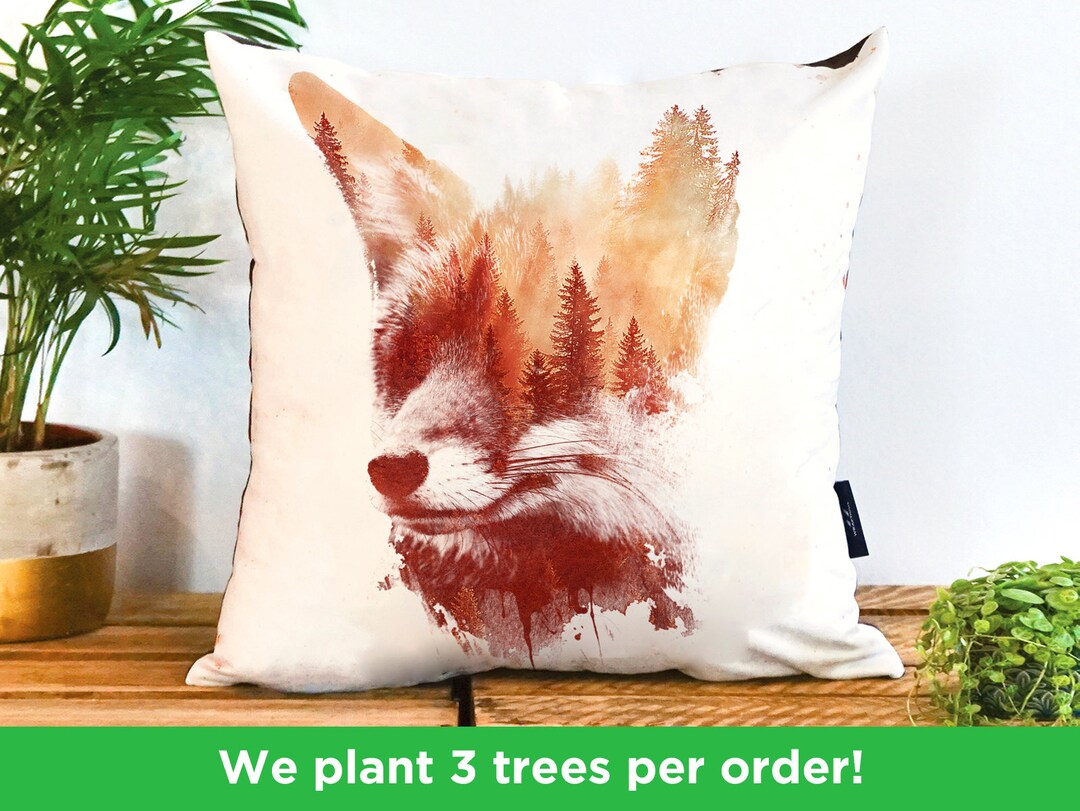 Fox in the Woods Vegan Pillow by Robert Farkas Fox Forest Cushion Gift ...
