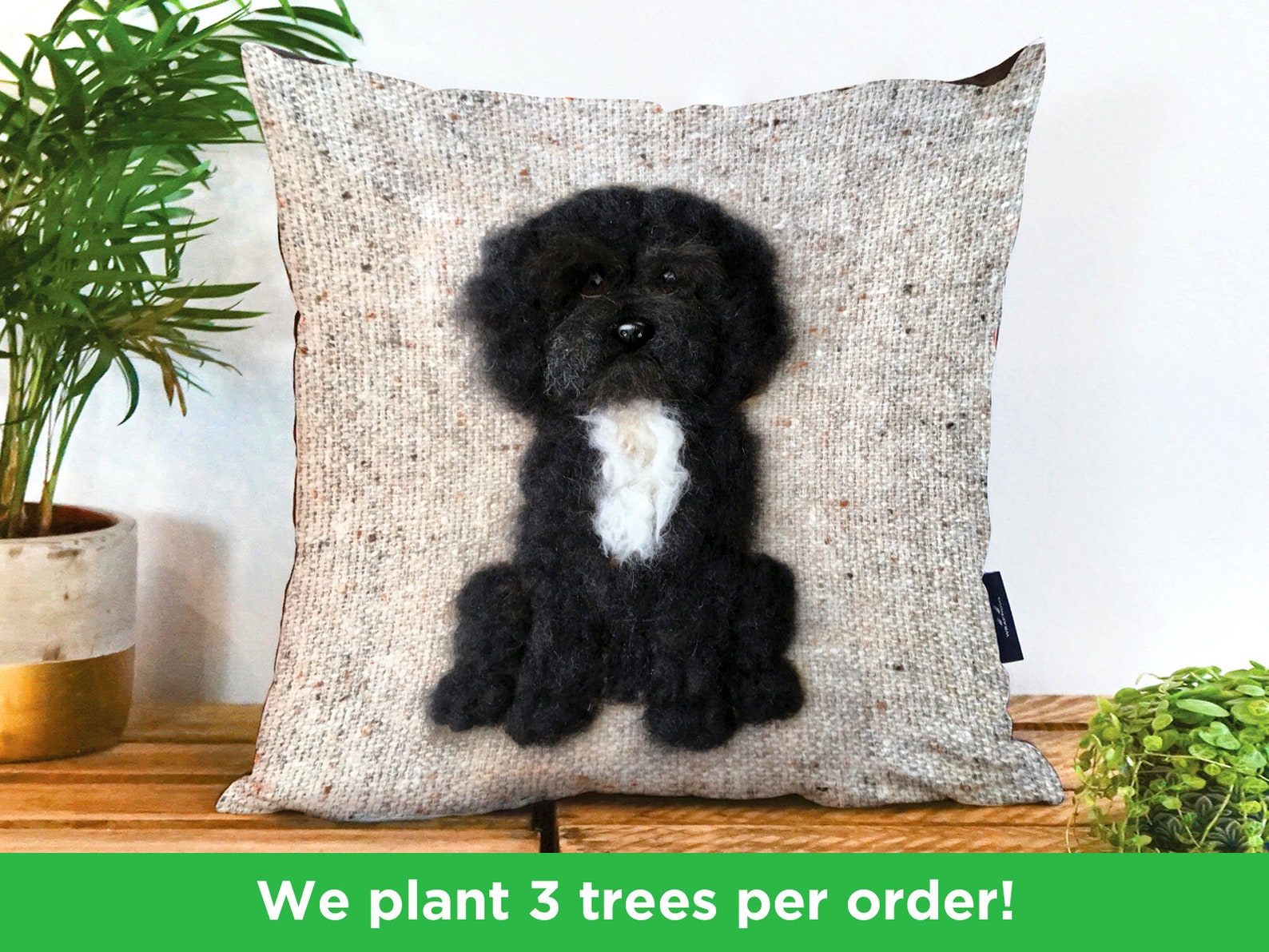 Black Cockapoo Vegan Cushion by Sharon Salt Print not 3D | Etsy