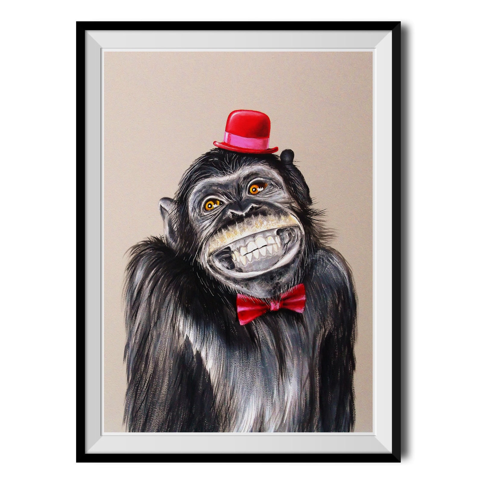 Cheeky Monkey Print by Adam Barsby Funky Baboon Painting - Etsy