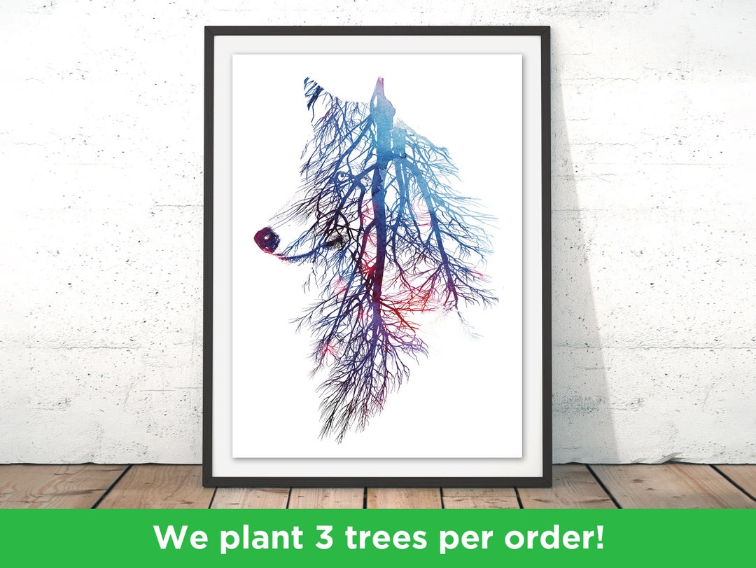 Wild Wolf Tree Wall Art Abstract Wolf Tree Art Print - Etsy