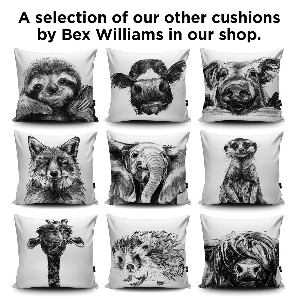 Charcoal Penguin Cushion by Bex Williams Penguin Pillow | Etsy